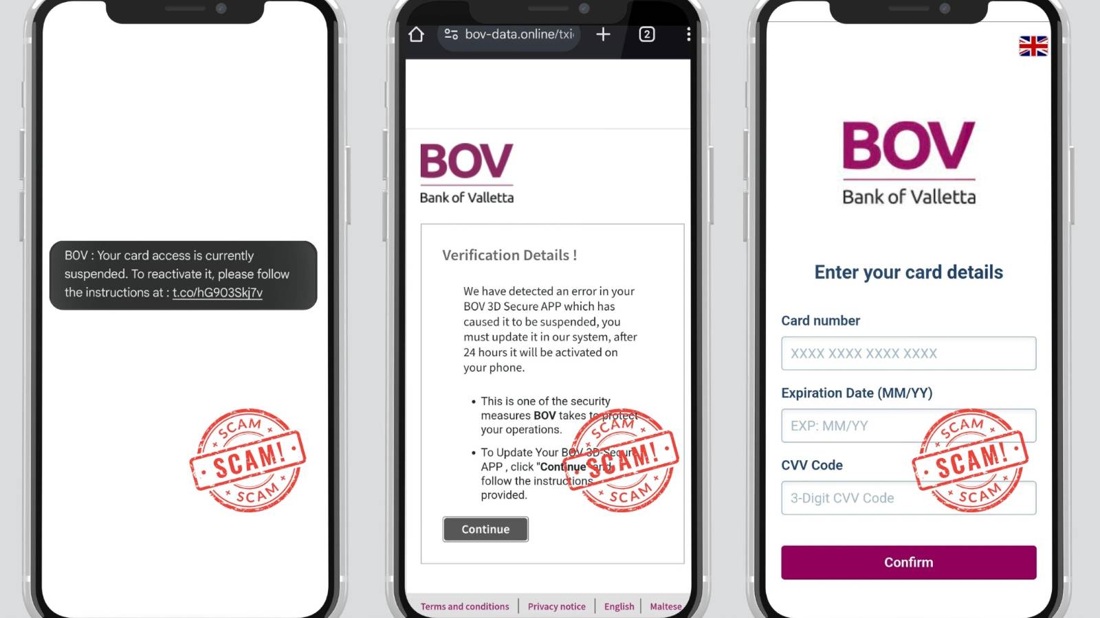 BOV warns against scams as various phishing attempts noted in recent weeks