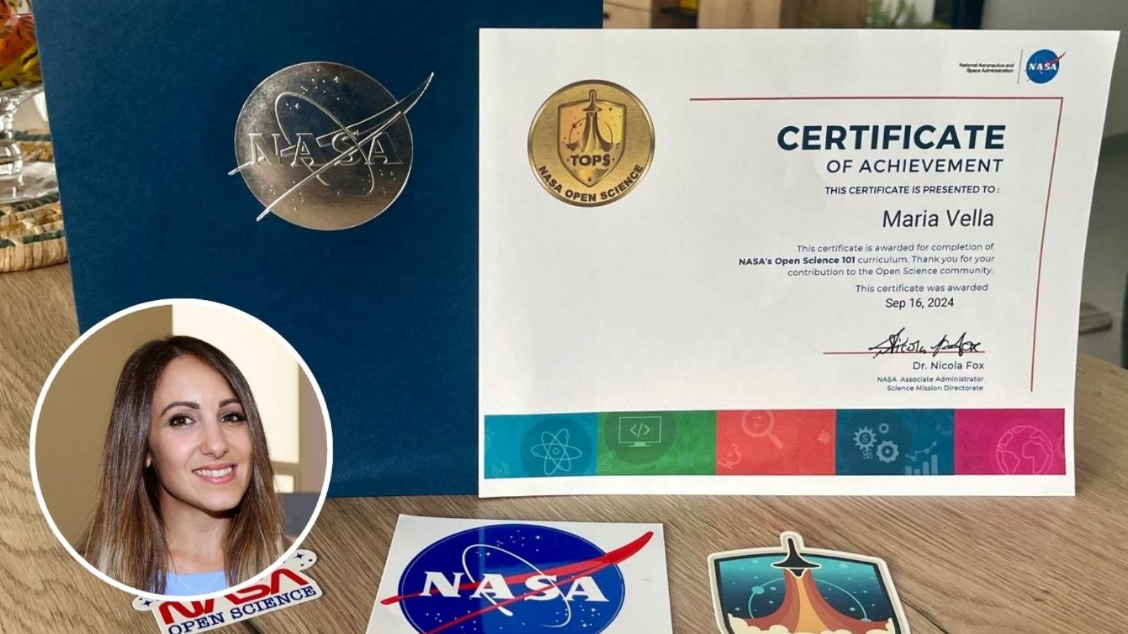 Maria Vella achieves certification in NASA’s ‘Transform to Open Science’ course