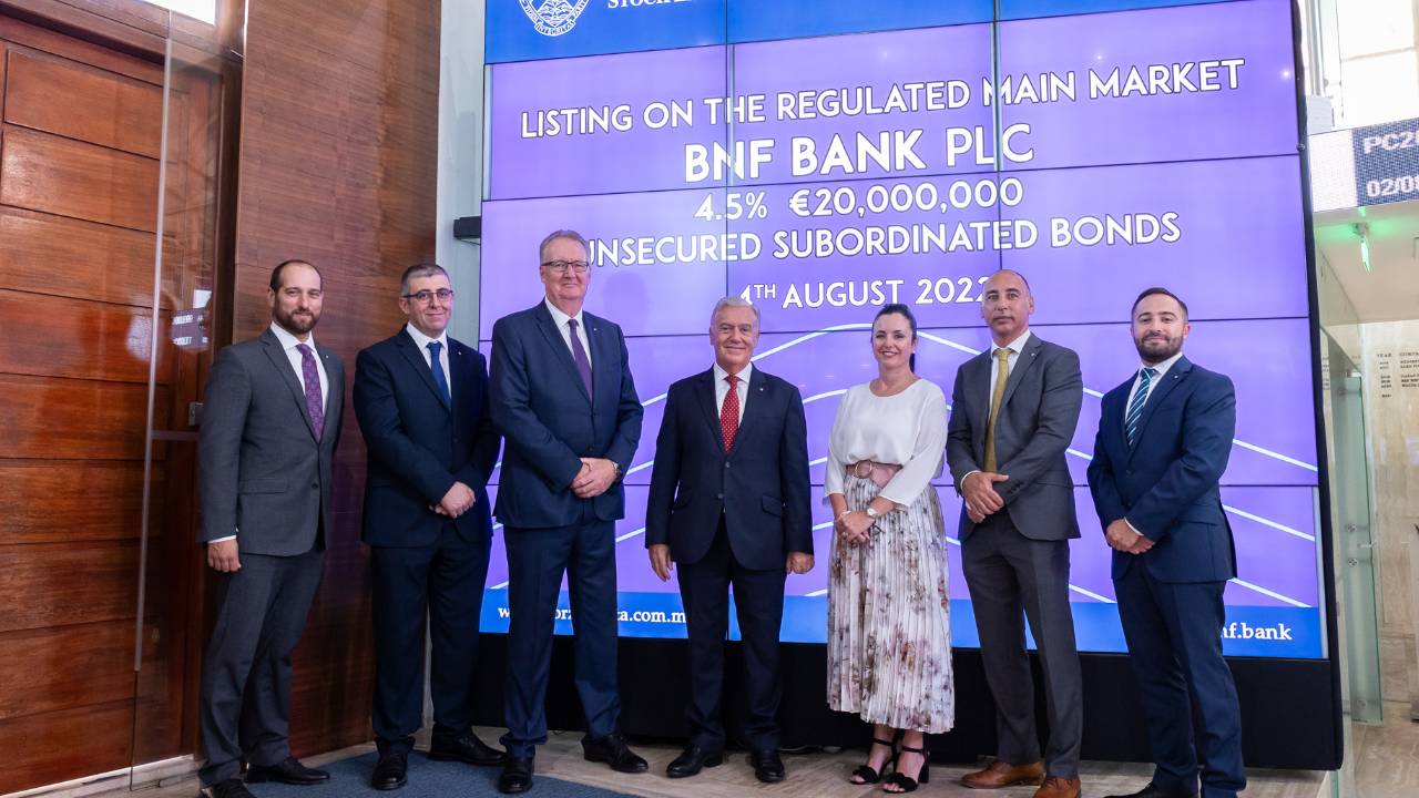 BNF Bank marks listing on the Malta Stock Exchange with ringing of the ...
