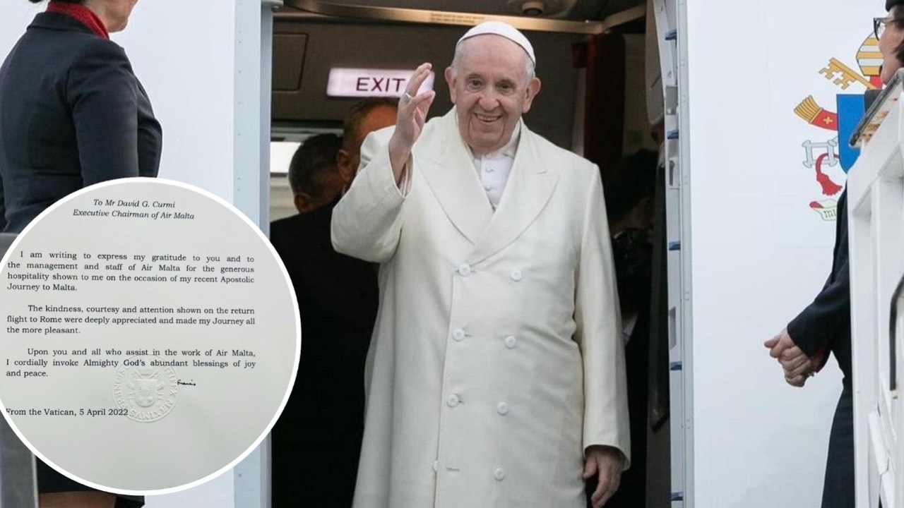 Pope invokes blessings on Air Malta professionals in hand-signed note ...
